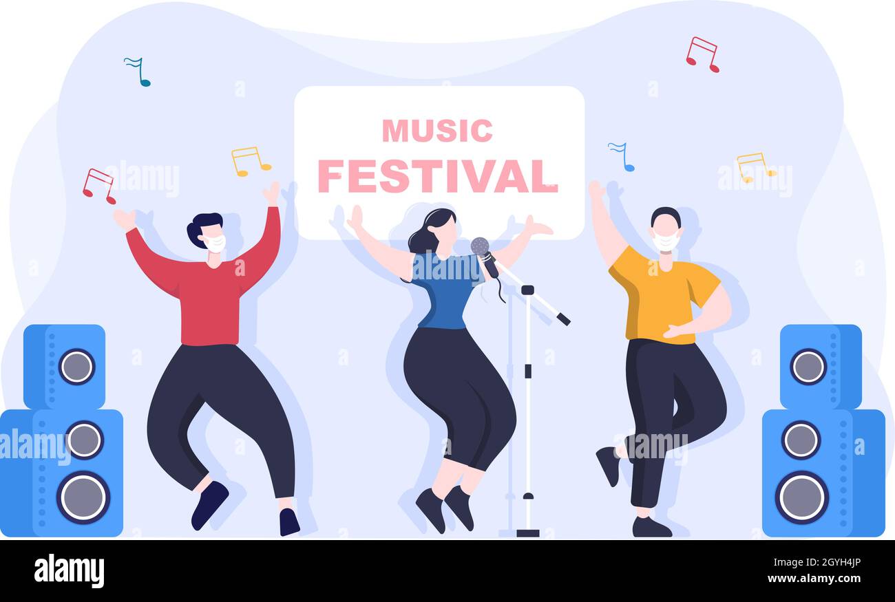 Music Festival Background Vector Illustration With Musical Instruments ...