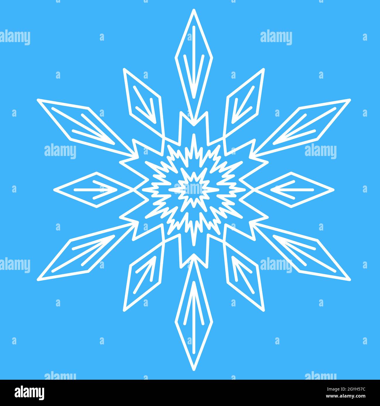 White snowflake, winter weather icon. Simple cute christmas symbol ...