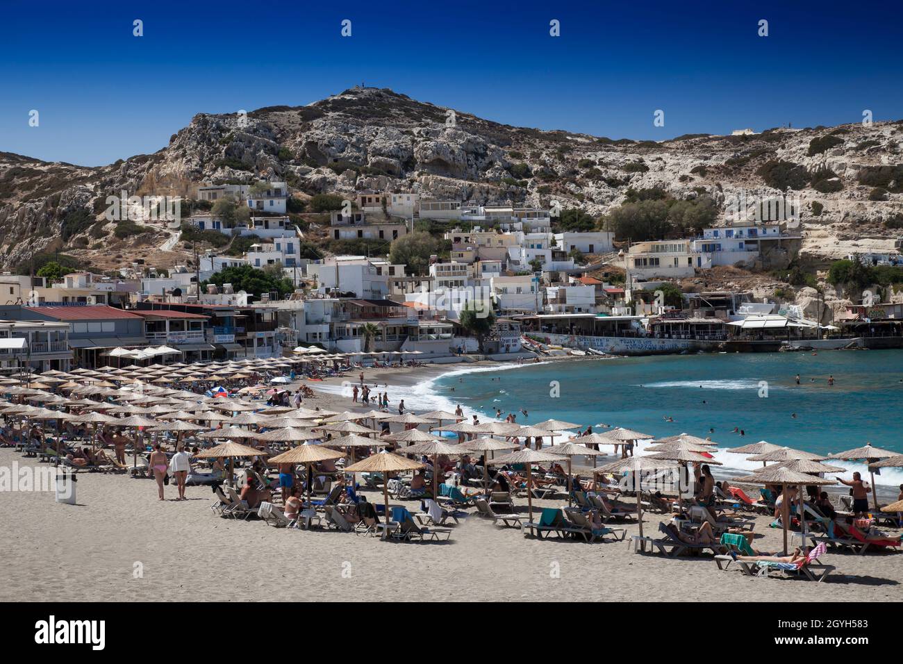 Beach, Matala, Crete, Greece, Europe Stock Photo - Alamy