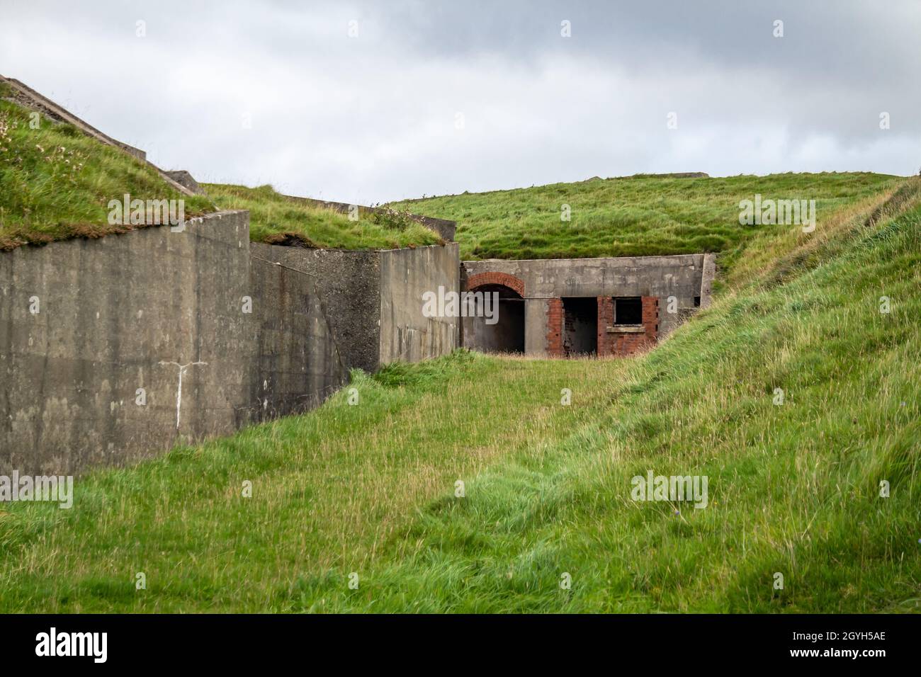 The ruins of Lenan Head fort at the north coast of County Donegal ...