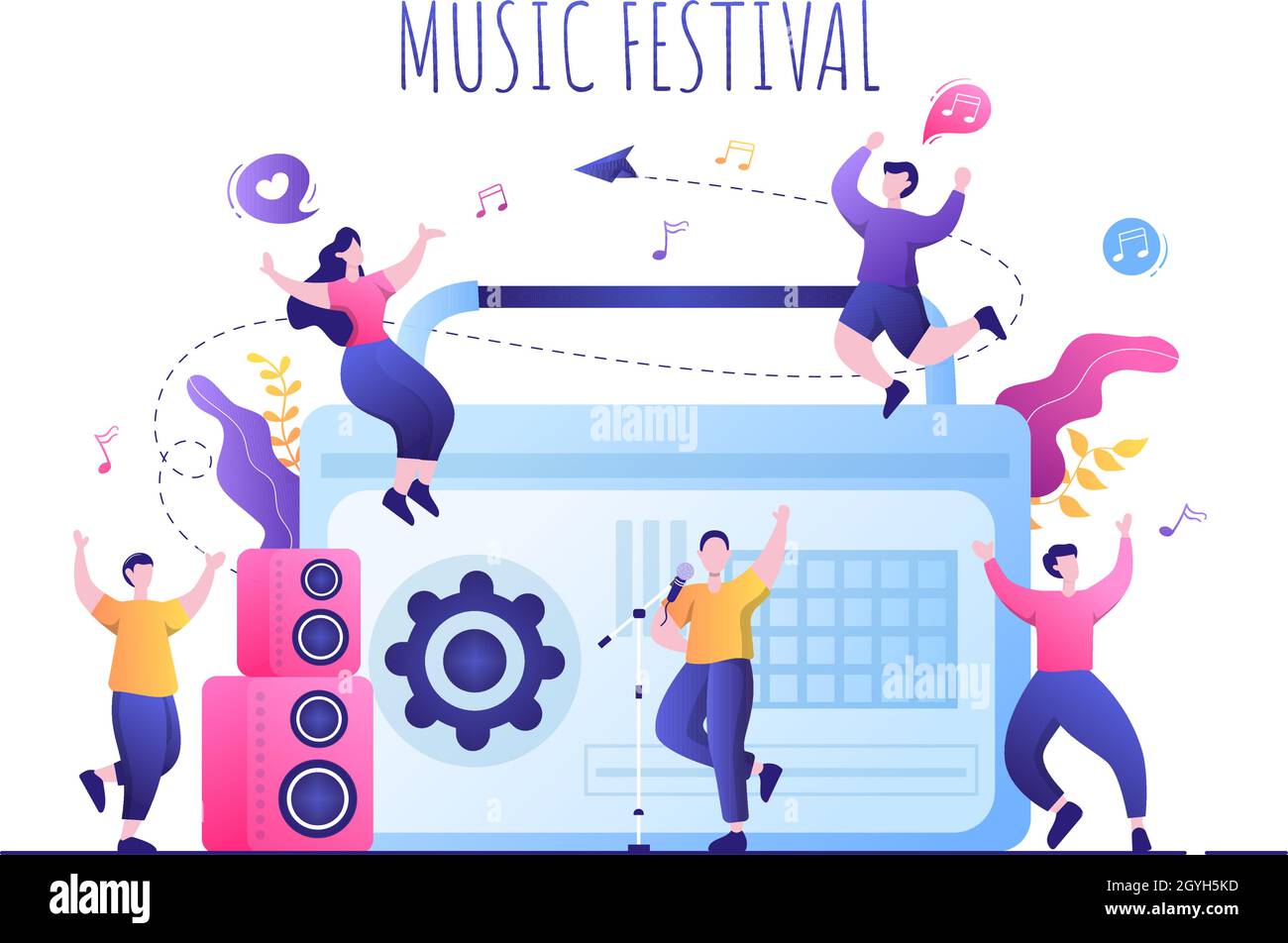 Music Festival Background Vector Illustration With Musical Instruments ...