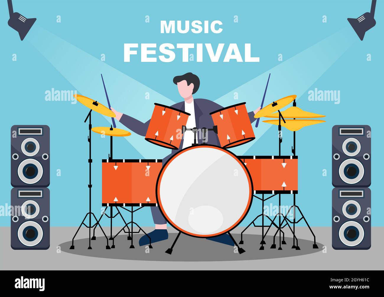 Music Festival Background Vector Illustration With Musical Instruments ...