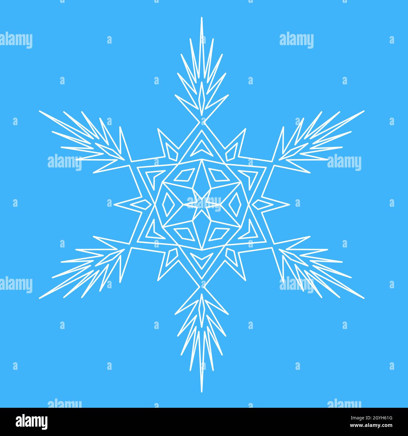 Snowflake icon, Christmas decoration. Icy snowflake, symmetrical winter ...