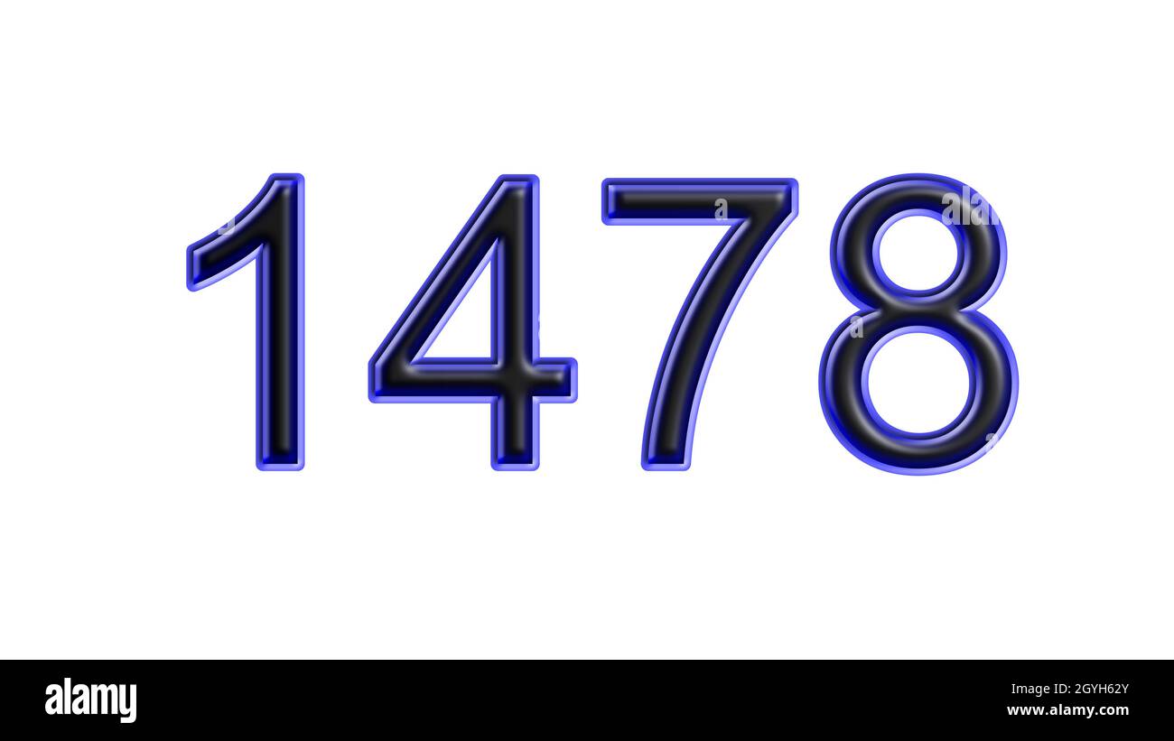 blue 1478 number 3d effect white background Stock Photo - Alamy