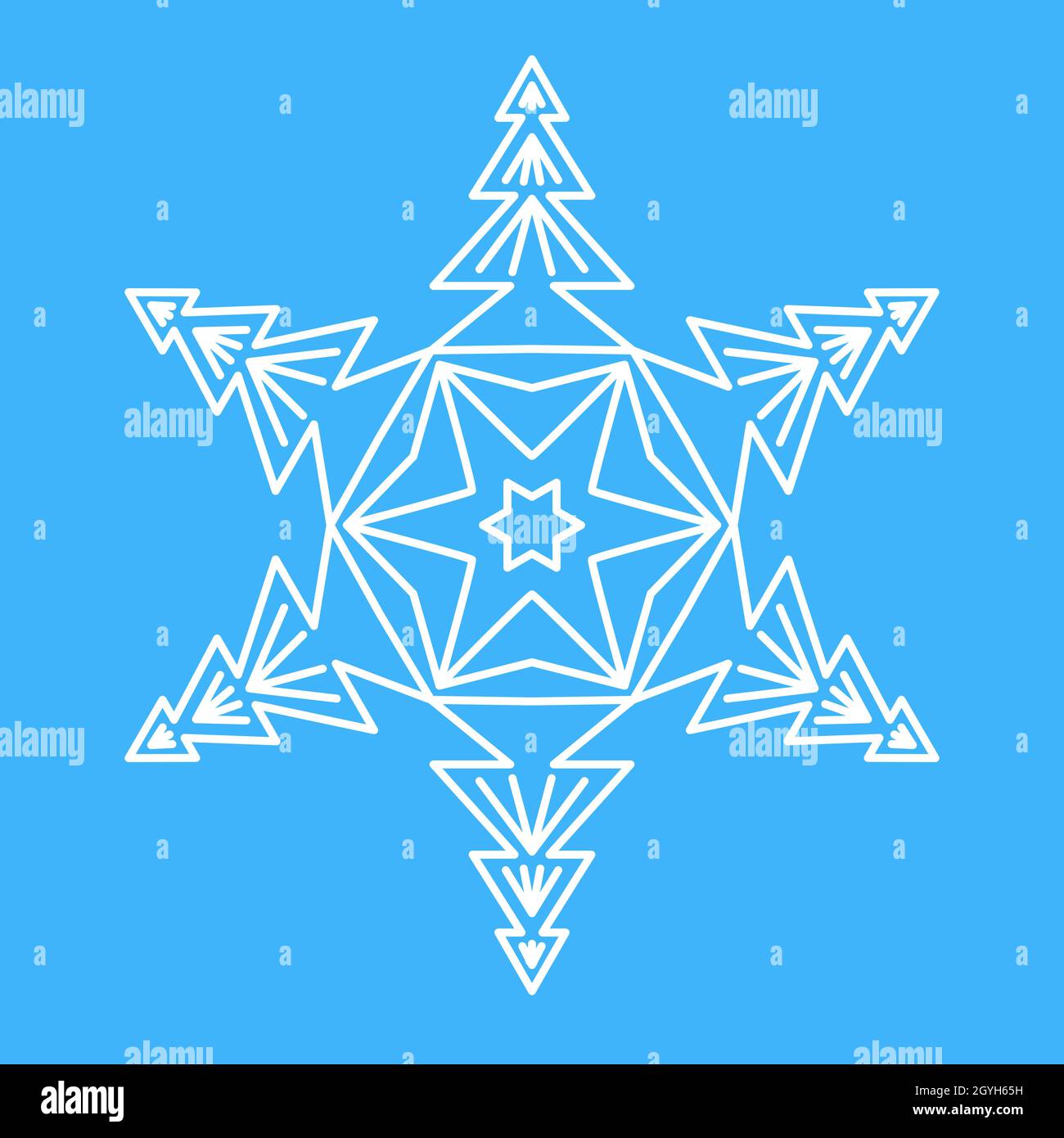Snowflake for design, christmas tree in snowflake pattern, vector ...