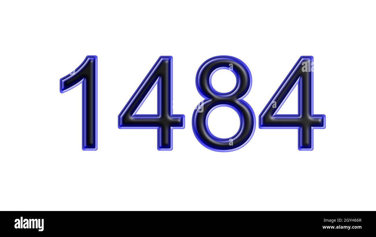 blue 1484 number 3d effect white background Stock Photo - Alamy
