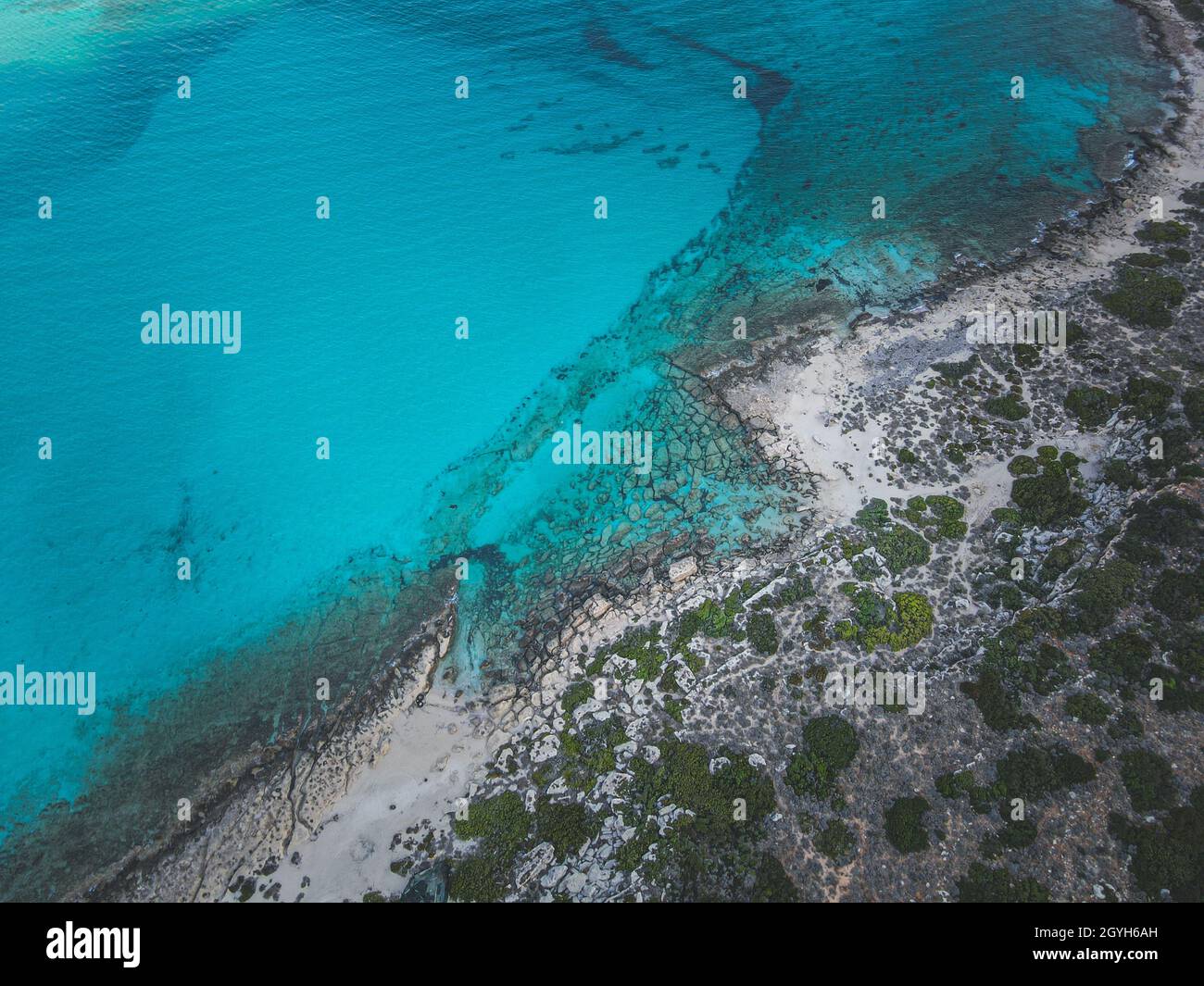 Aerial view of the beautiful pure clean blue sea water at the coast ...
