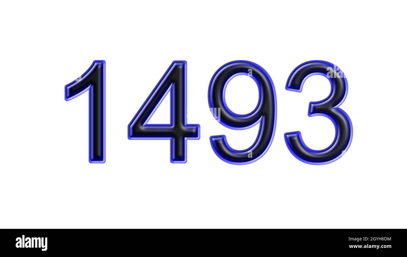 blue 1493 number 3d effect white background Stock Photo - Alamy