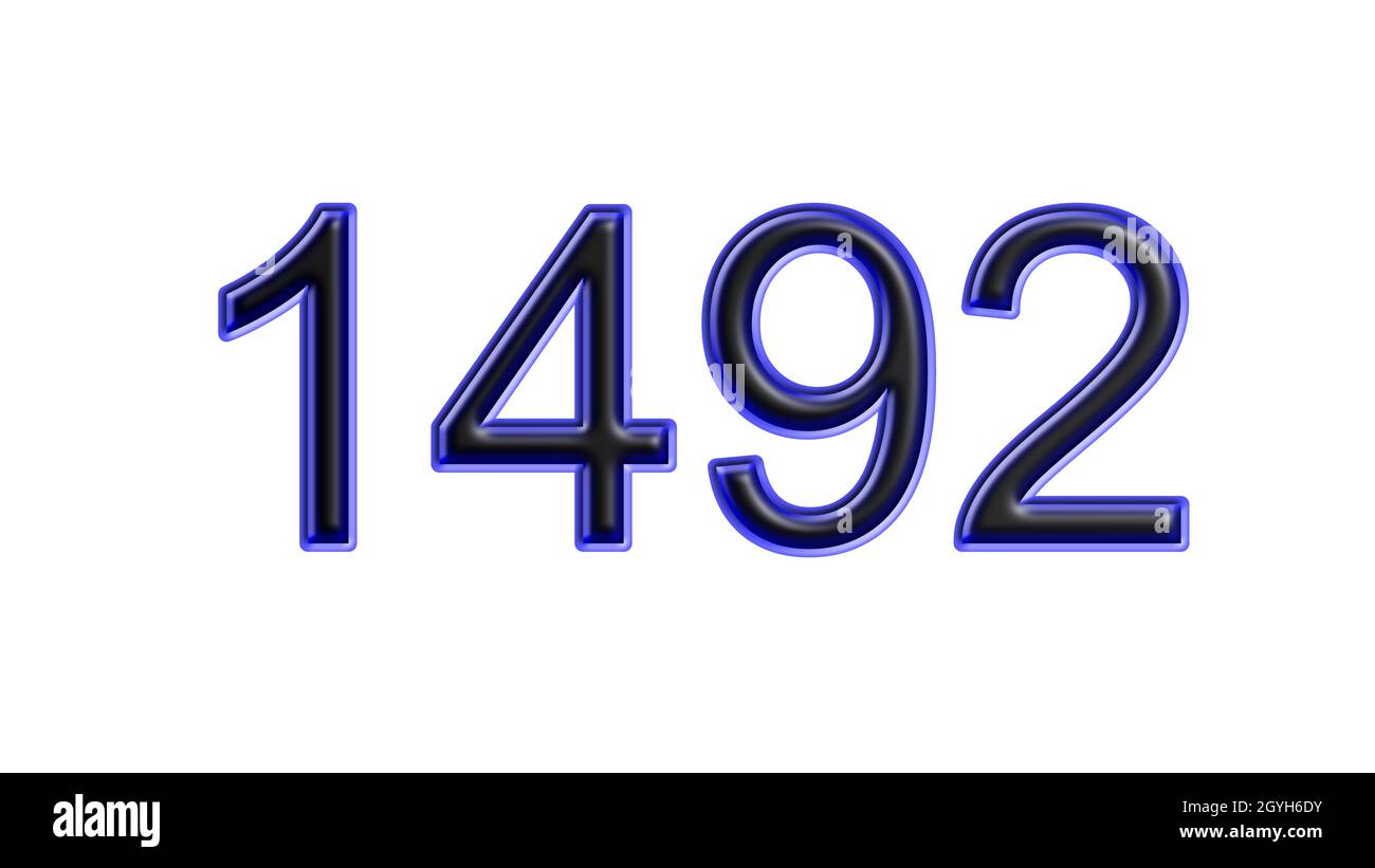 blue 1492 number 3d effect white background Stock Photo - Alamy