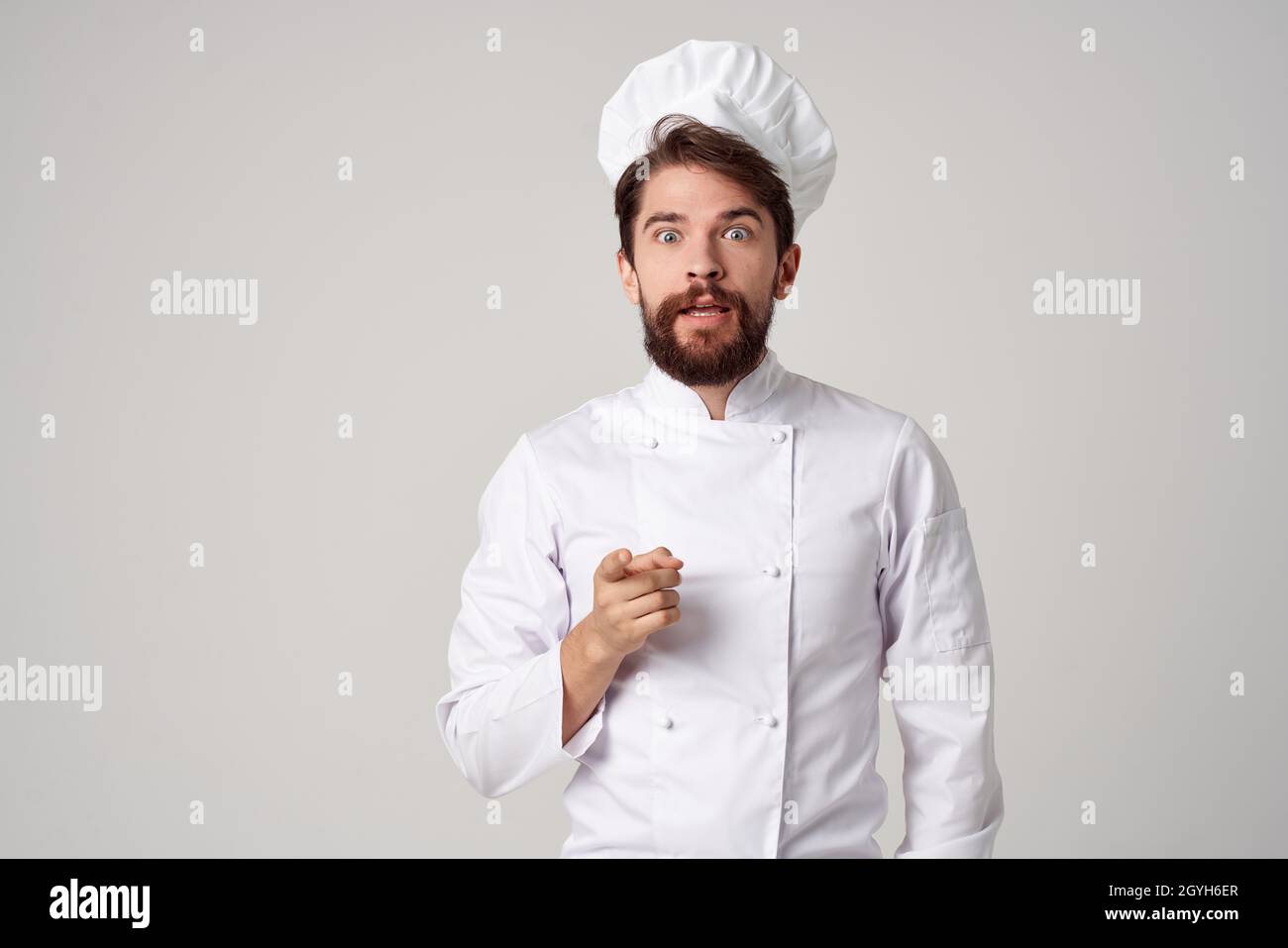 male cook Chef uniform Cooking emotions gourmet isolated background ...