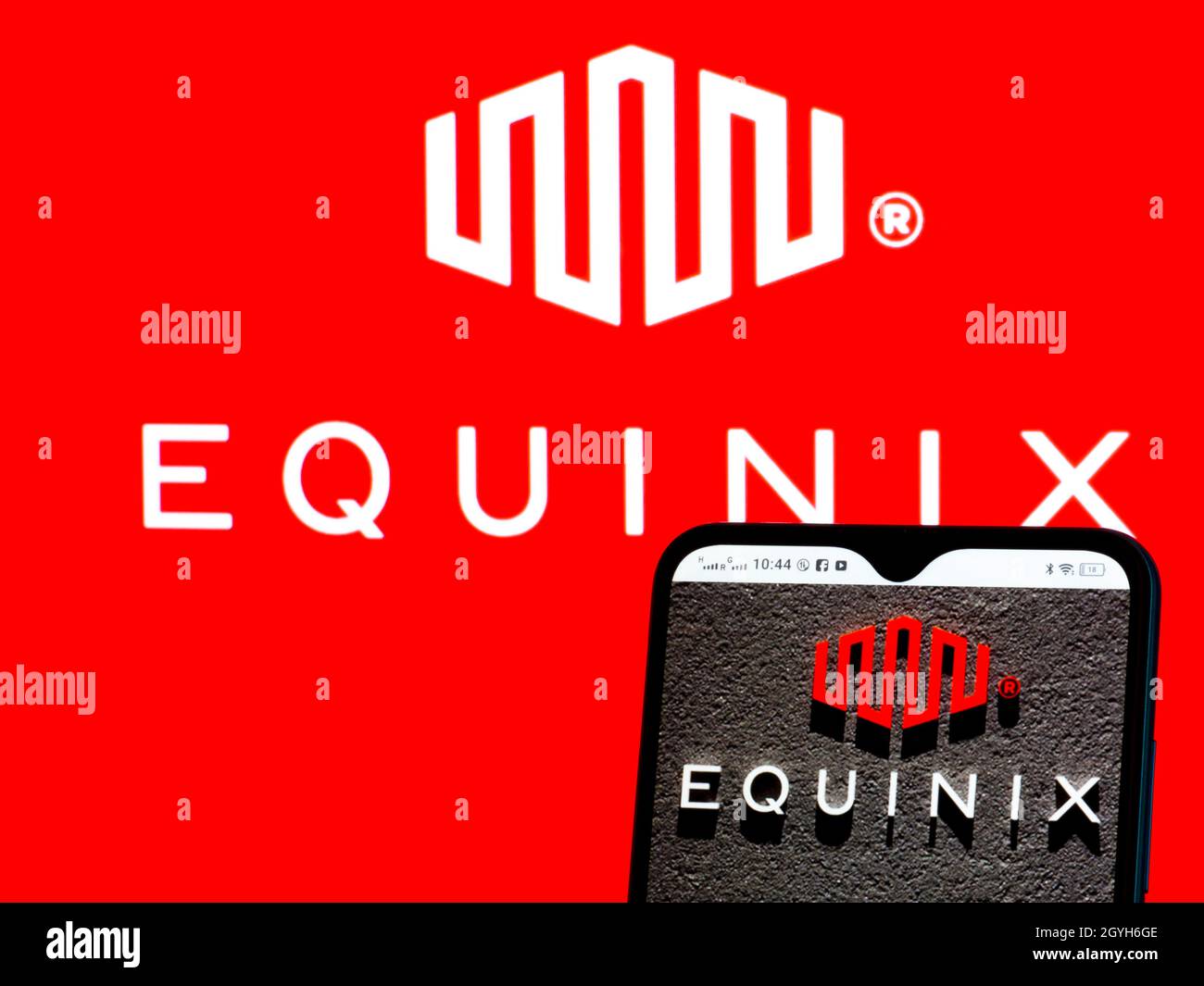 In this photo illustration Equinix, Inc. logo seen displayed on a ...