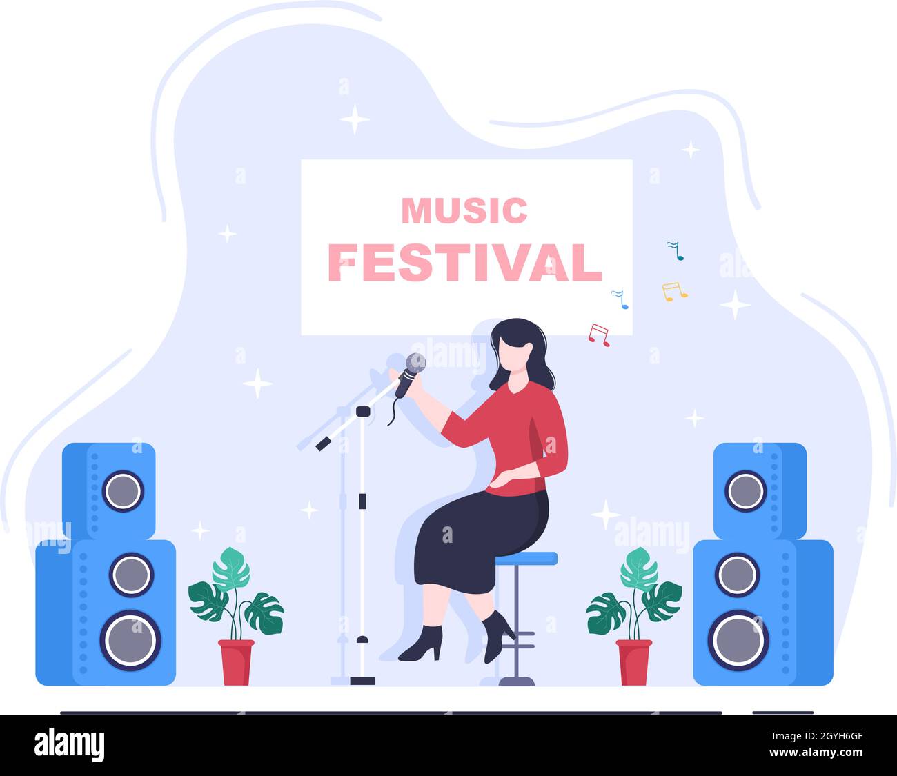 Music Festival Background Vector Illustration With Musical Instruments ...