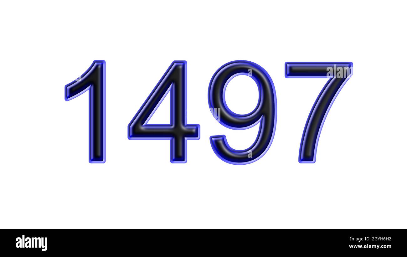 blue 1497 number 3d effect white background Stock Photo - Alamy