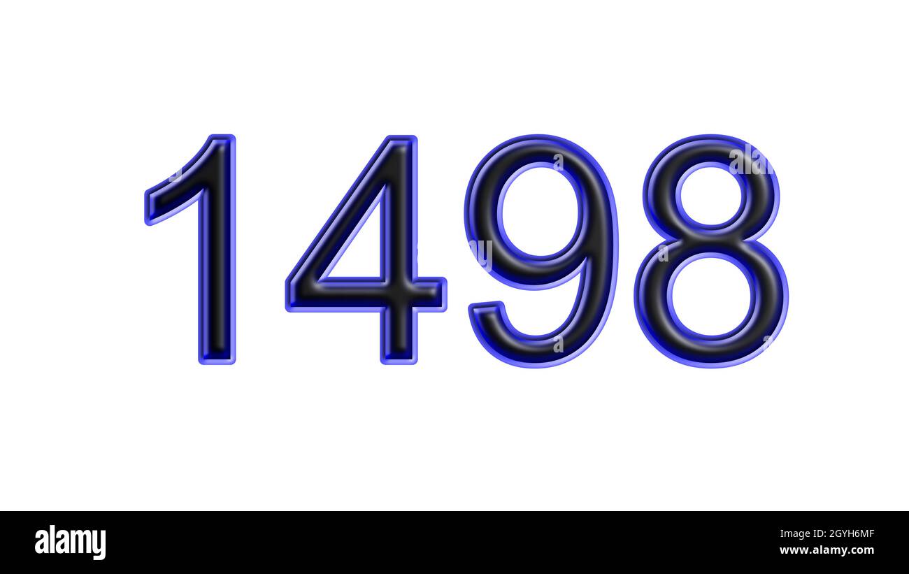 blue 1498 number 3d effect white background Stock Photo - Alamy