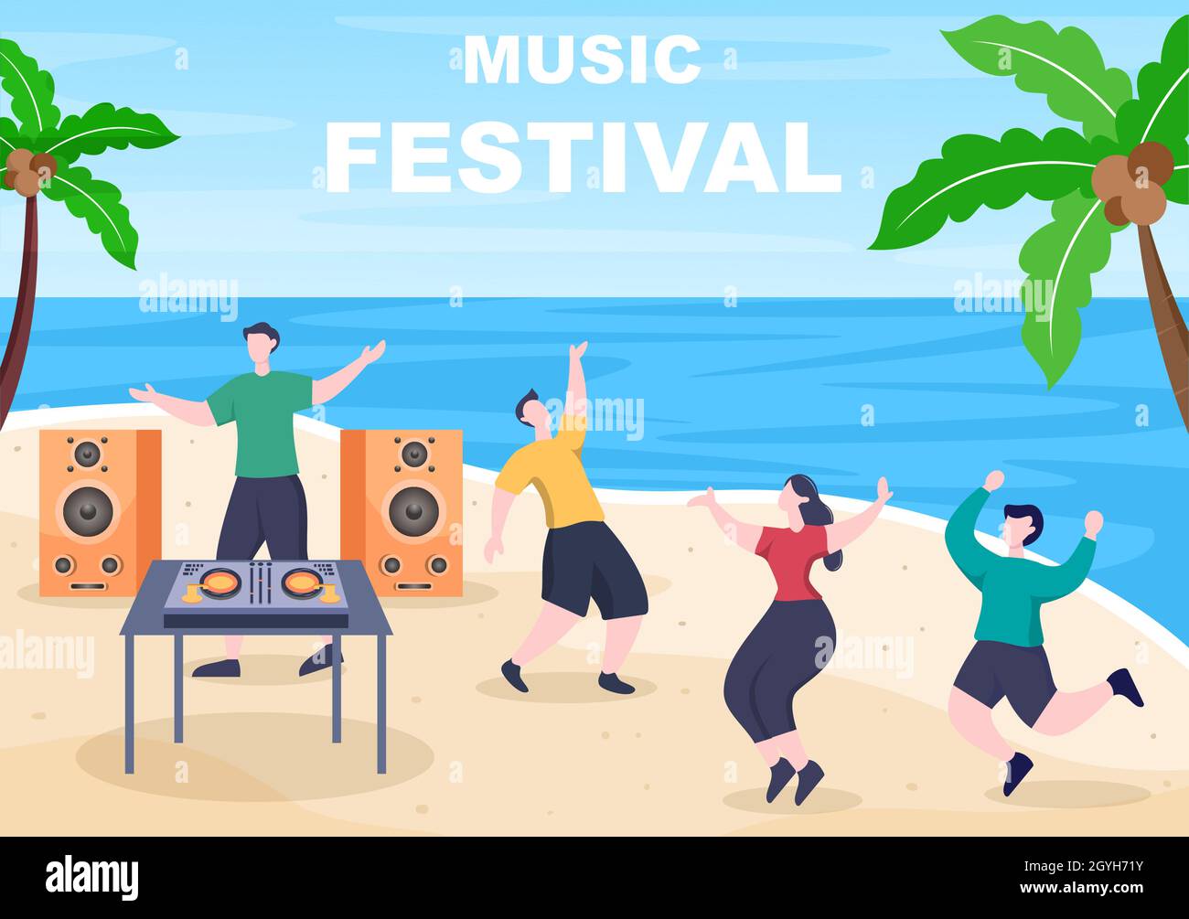 Music Festival Background Vector Illustration With Musical Instruments ...