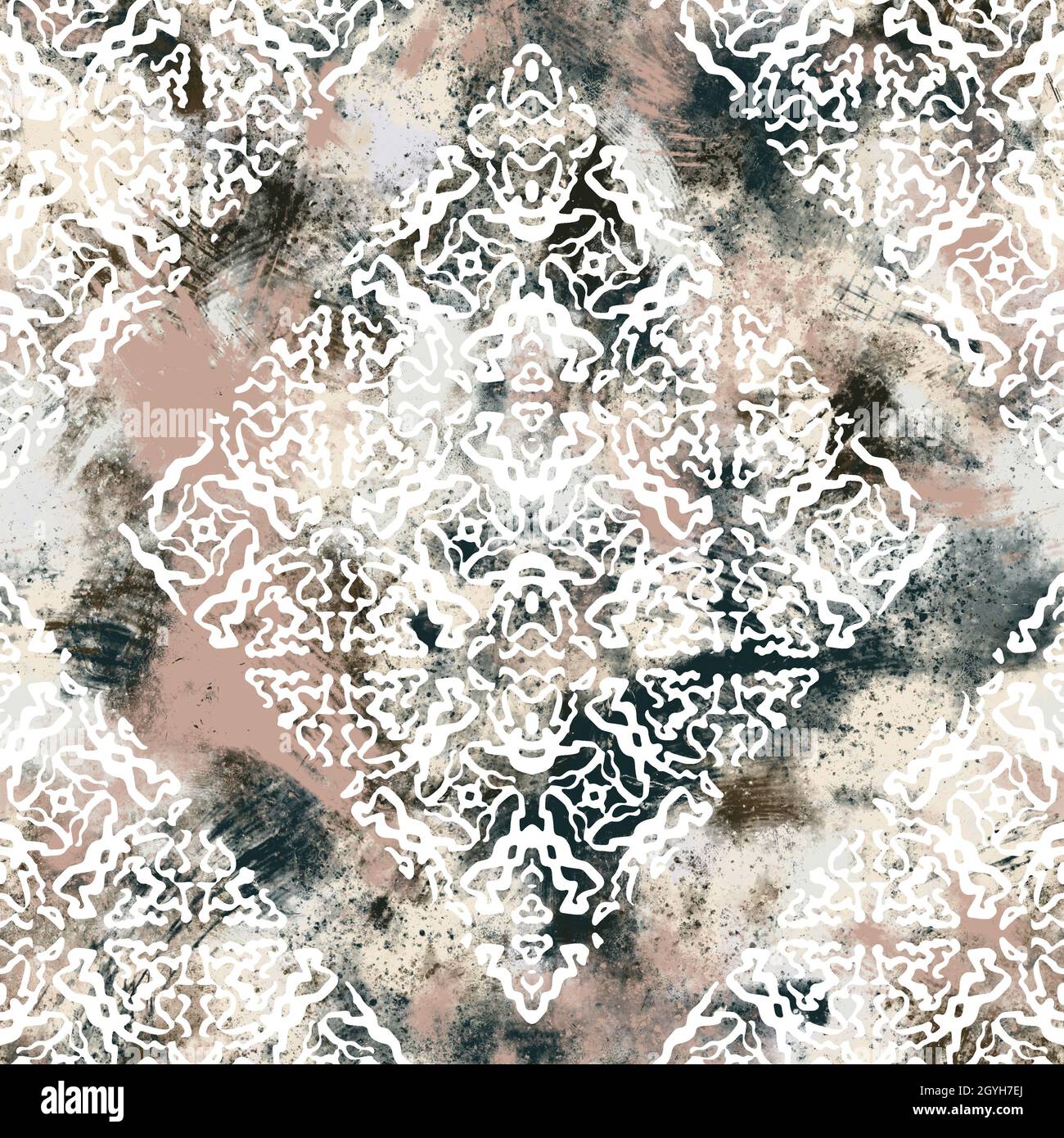 Seamless neutral and white grungy classic abstract surface pattern ...