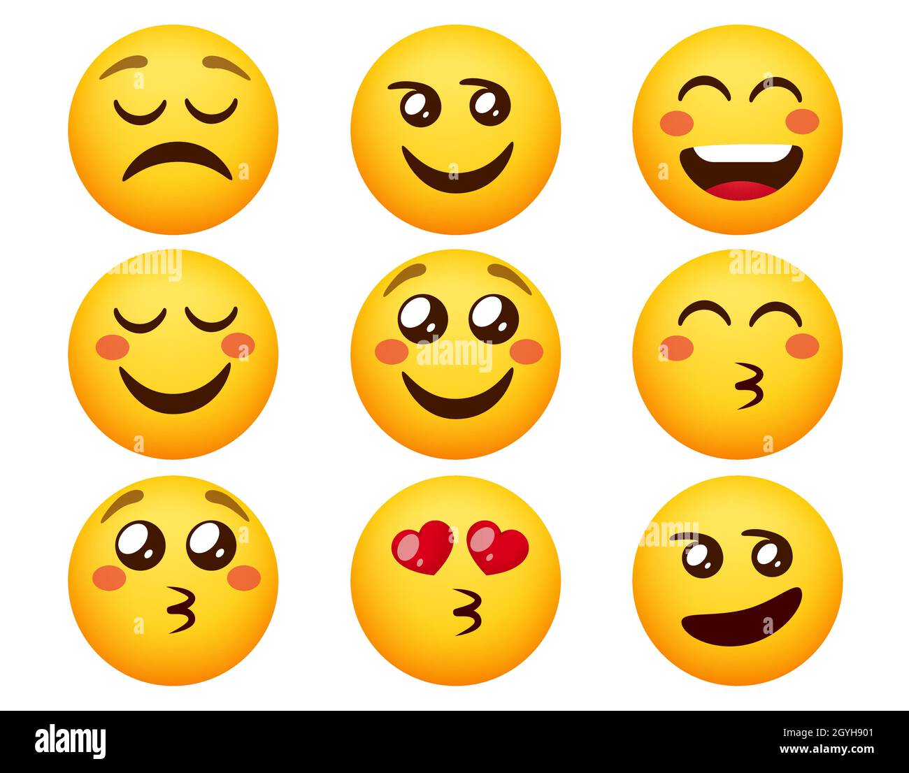 Emoji in love smileys vector set. Emoticons smiley characters in ... Emoji in love smileys vector set. Emoticons smiley characters in ...