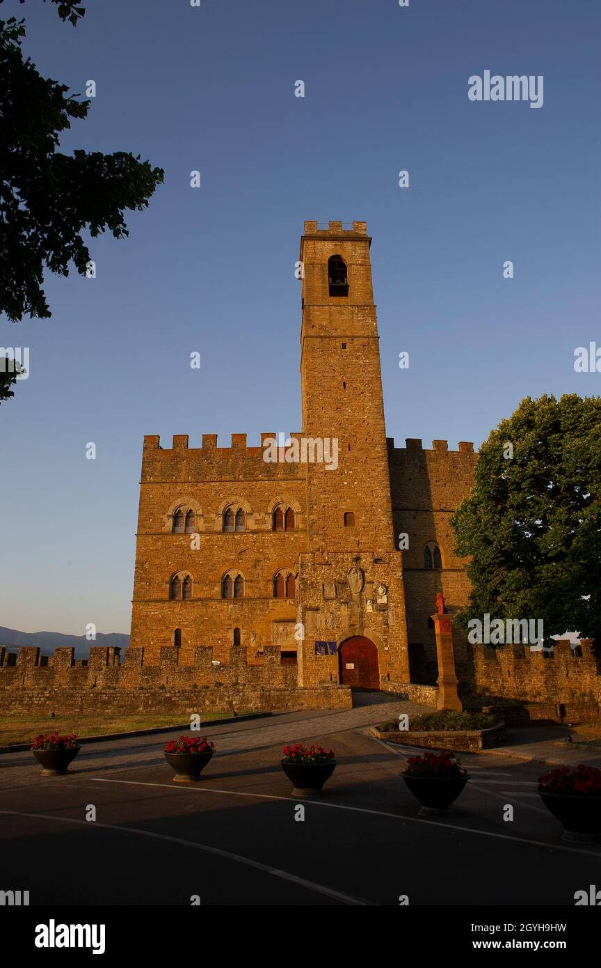 Europe, Italy, Tuscany, Arezzo. Casentino, medieval castle fortress of ...