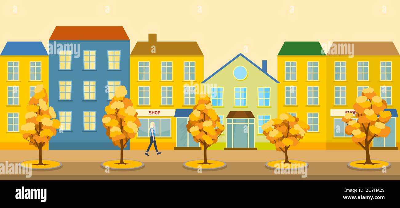 Cartoon autumn town Stock Vector Image & Art - Alamy