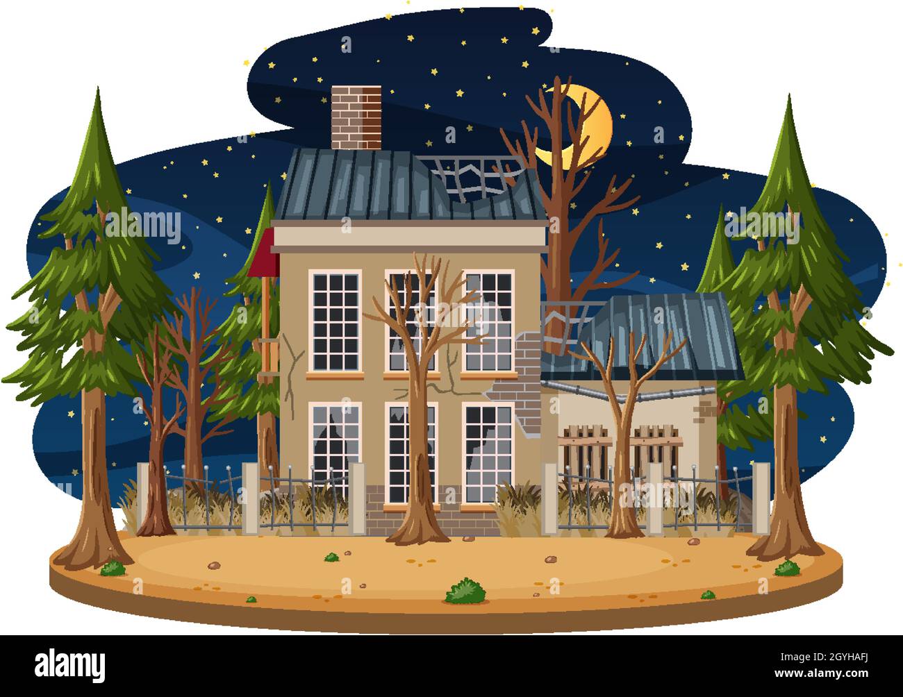 Picture house at night Stock Vector Images - Alamy