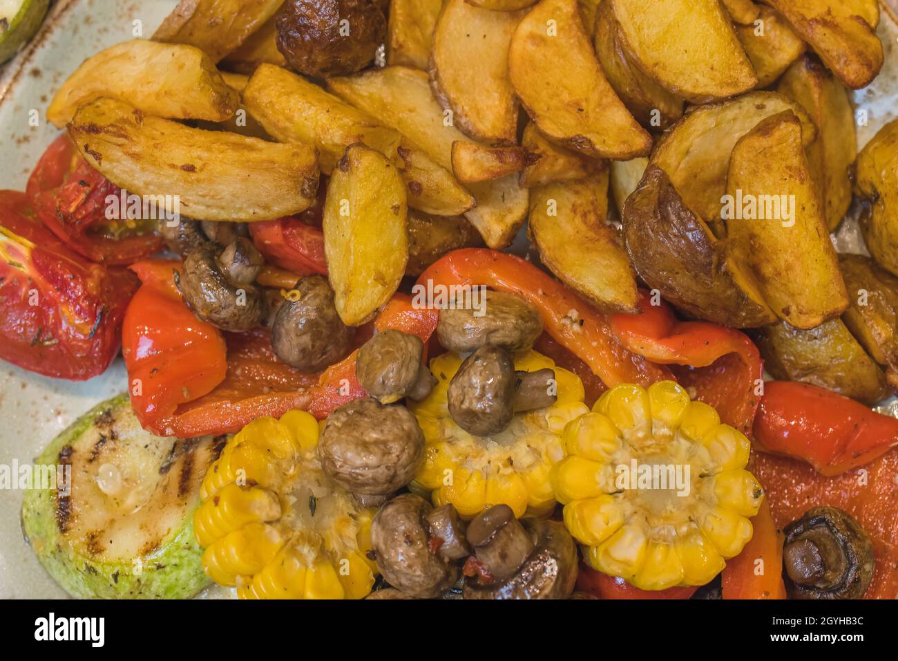 Champignon mushrooms served with baked potato and cream Stock Photo - Alamy