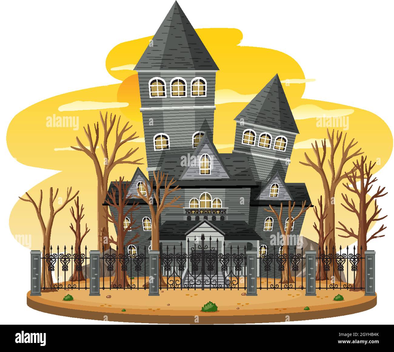 Haunted house at daytime scene illustration Stock Vector Image & Art ...