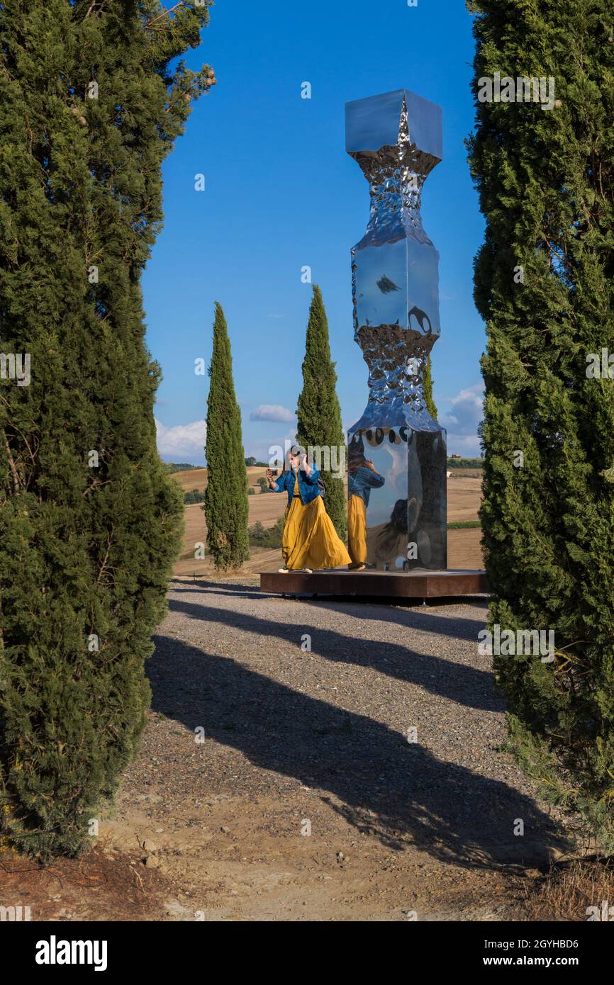 Ionic column by Helidon Xhixha among cypress trees at I Cipressi di San ...