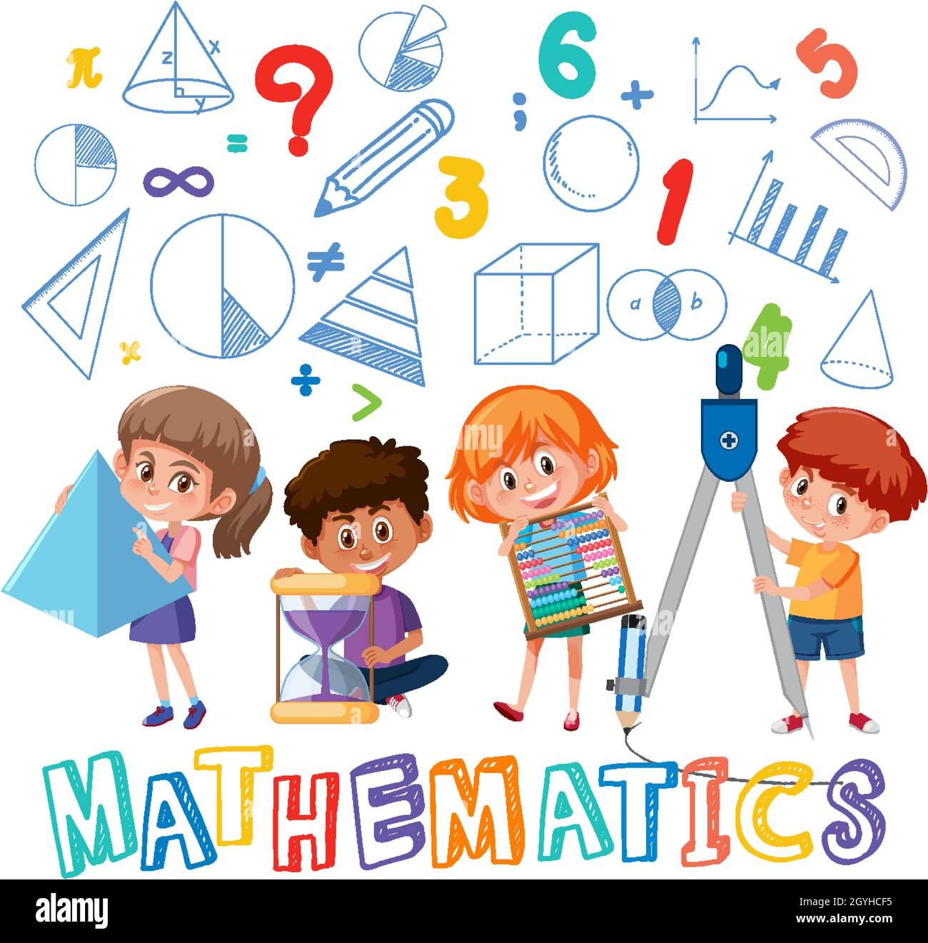 Student with math symbol and icon illustration Stock Vector Image & Art ...
