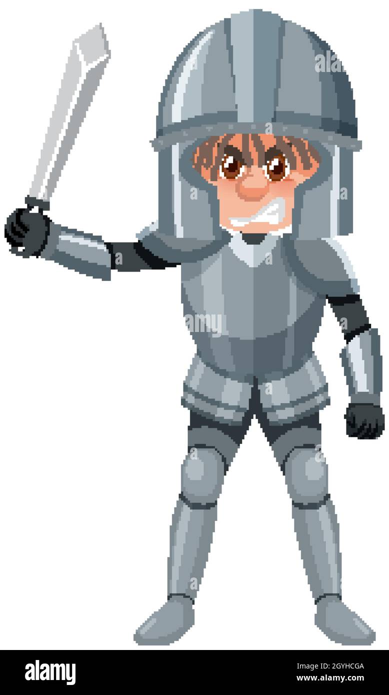 Knight cartoon character on white background illustration Stock Vector ...