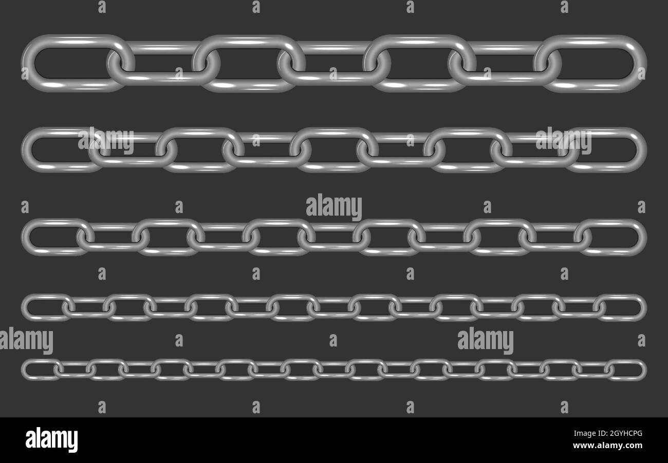 Collection of silver metal chains on dark background. EPS 10 Stock ...