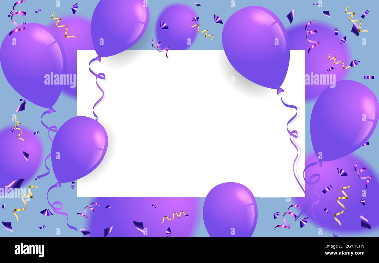 Greeting card. Festive template. Happy Birthday. Holiday. violet ...