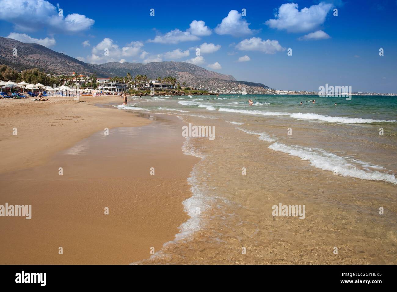 Malia Beach, Crete, Greece, Europe Stock Photo - Alamy