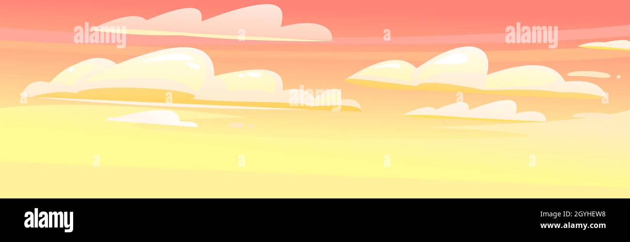 Morning or evening sky clouds background. Illustration in cartoon style ...