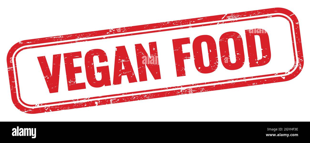 VEGAN FOOD text on red grungy rectangle stamp Stock Photo - Alamy