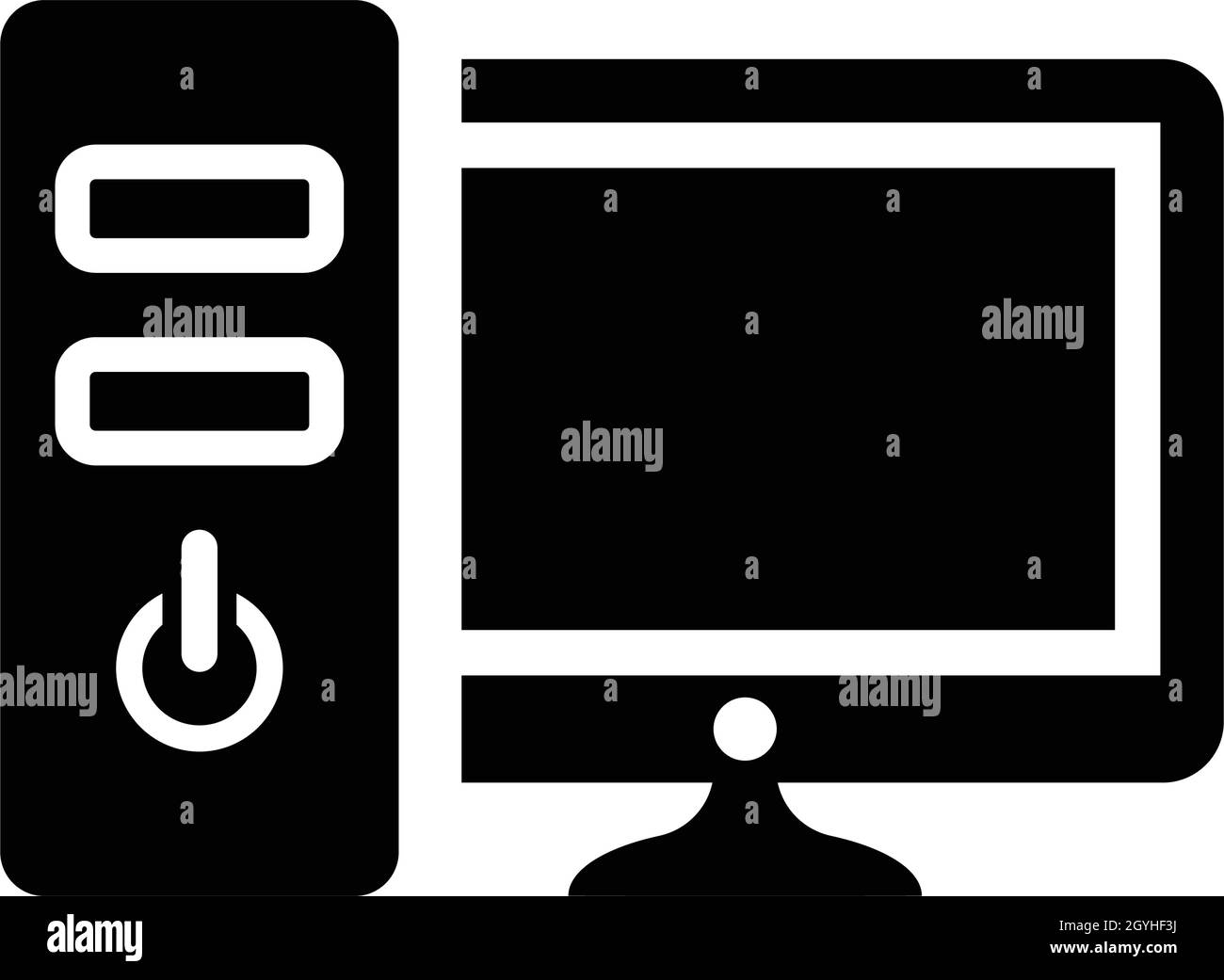 Desktop computer icon is isolated on white background. Use for graphic ...