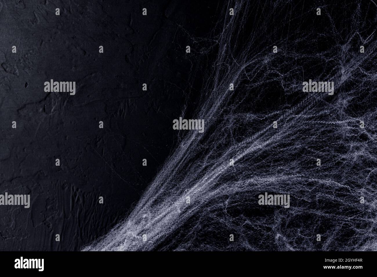 Halloween background with spider web on the black background. Happy ...