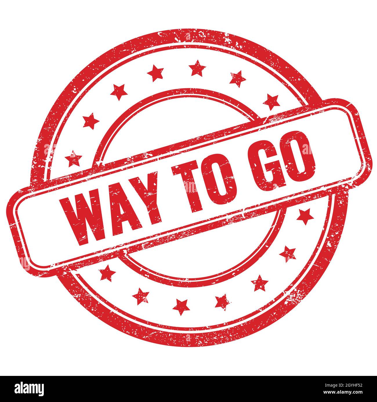 WAY TO GO text on red vintage grungy round rubber stamp Stock Photo - Alamy