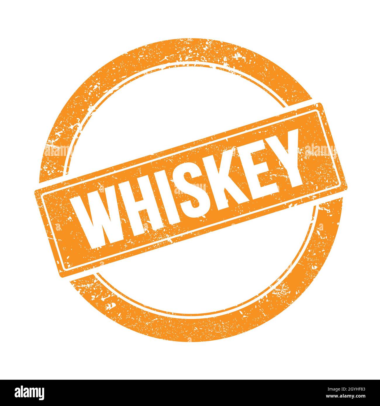 WHISKEY text on orange grungy round vintage stamp Stock Photo - Alamy