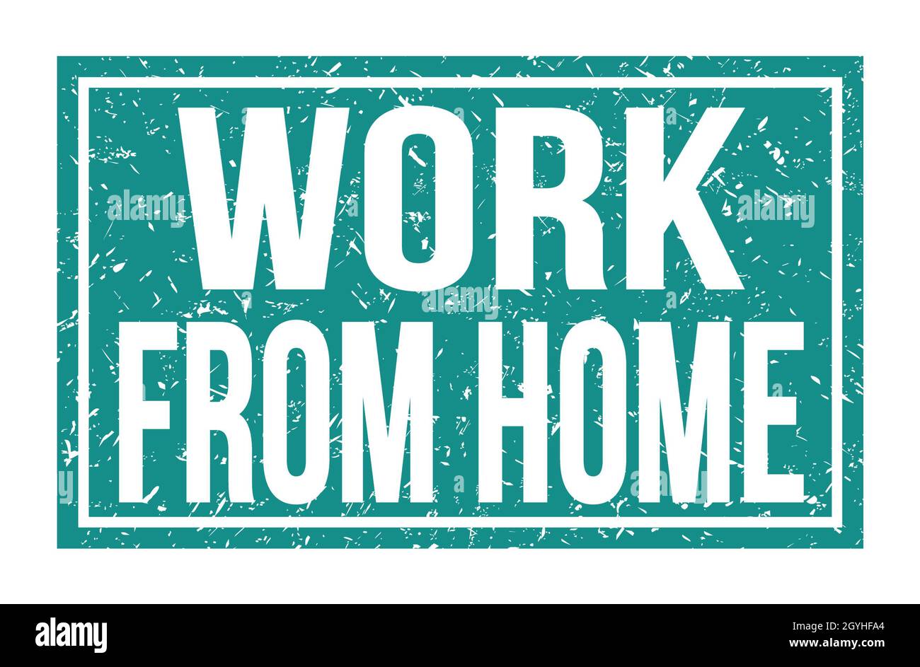 WORK FROM HOME, words written on blue rectangle stamp sign Stock Photo ...