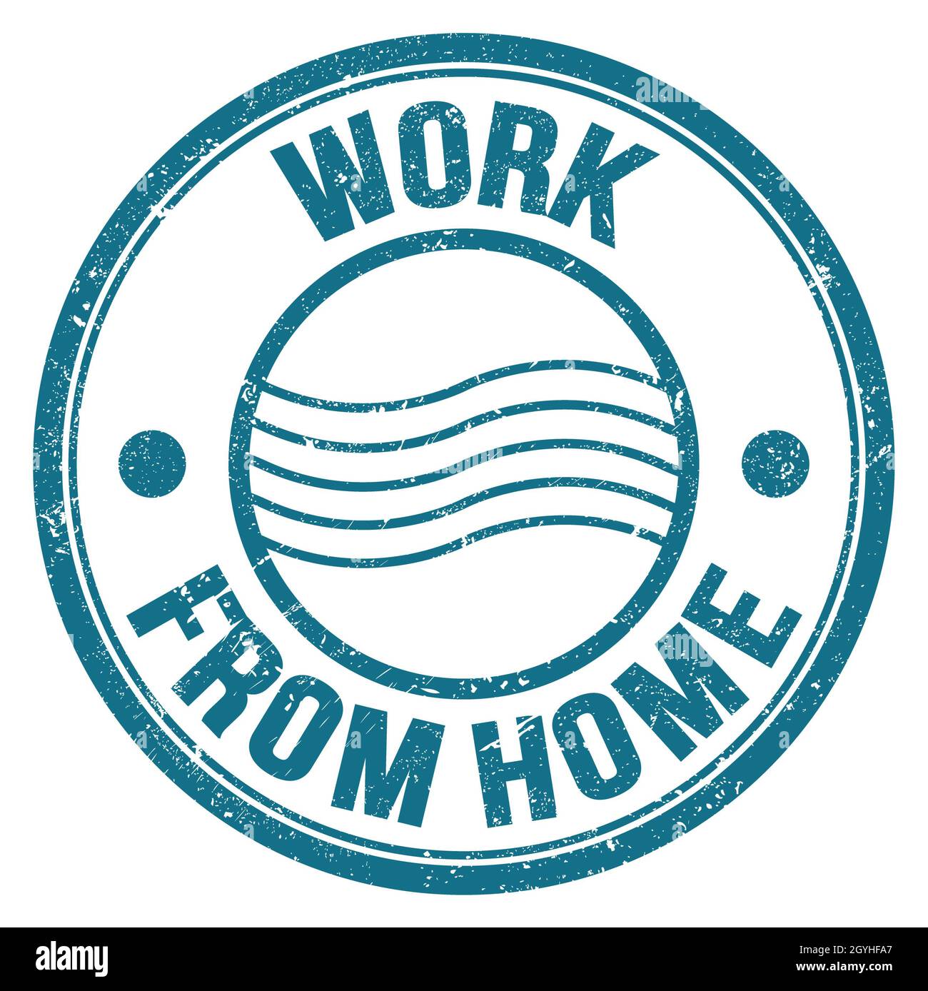 WORK FROM HOME text written on blue round postal stamp sign Stock Photo ...