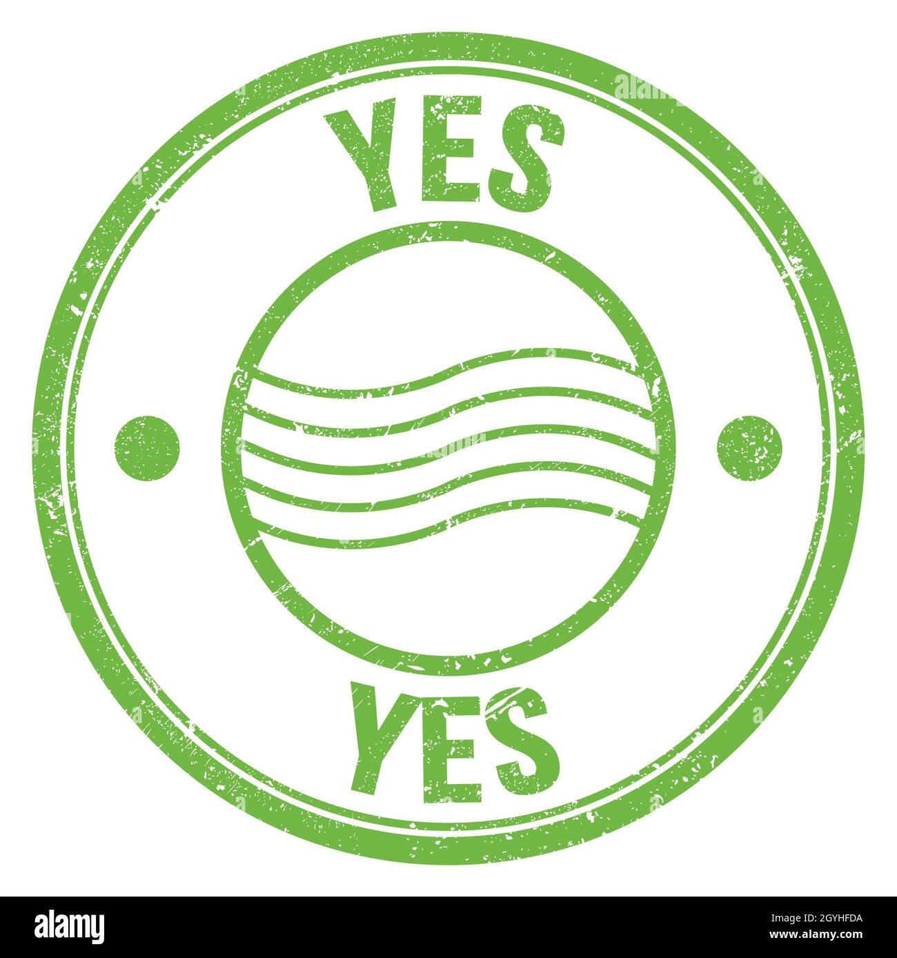 YES word written on green round postal stamp sign Stock Photo - Alamy