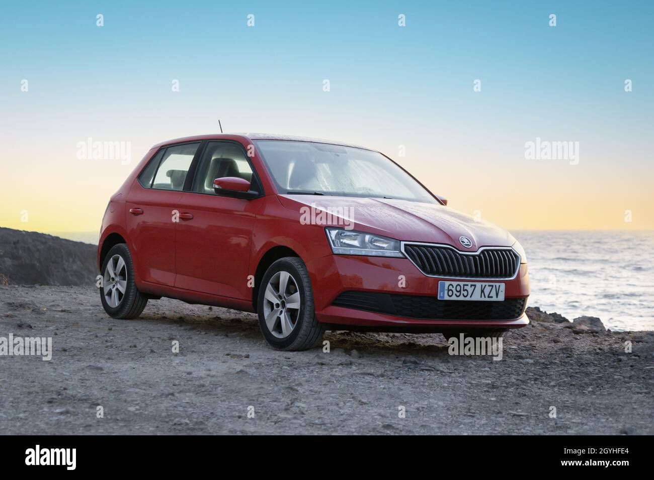 TENERIFE, SPAIN-OCTOBER 2, 2021: 2019 Skoda Fabia 1.0 TSI (Third ...