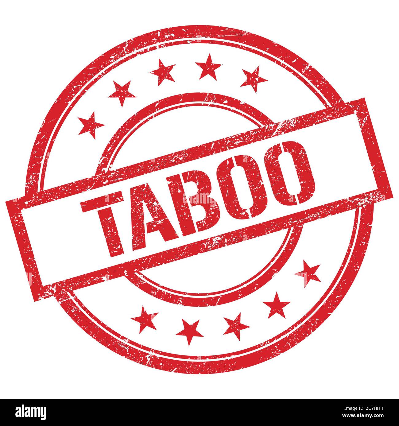 TABOO text written on red round vintage rubber stamp Stock Photo - Alamy