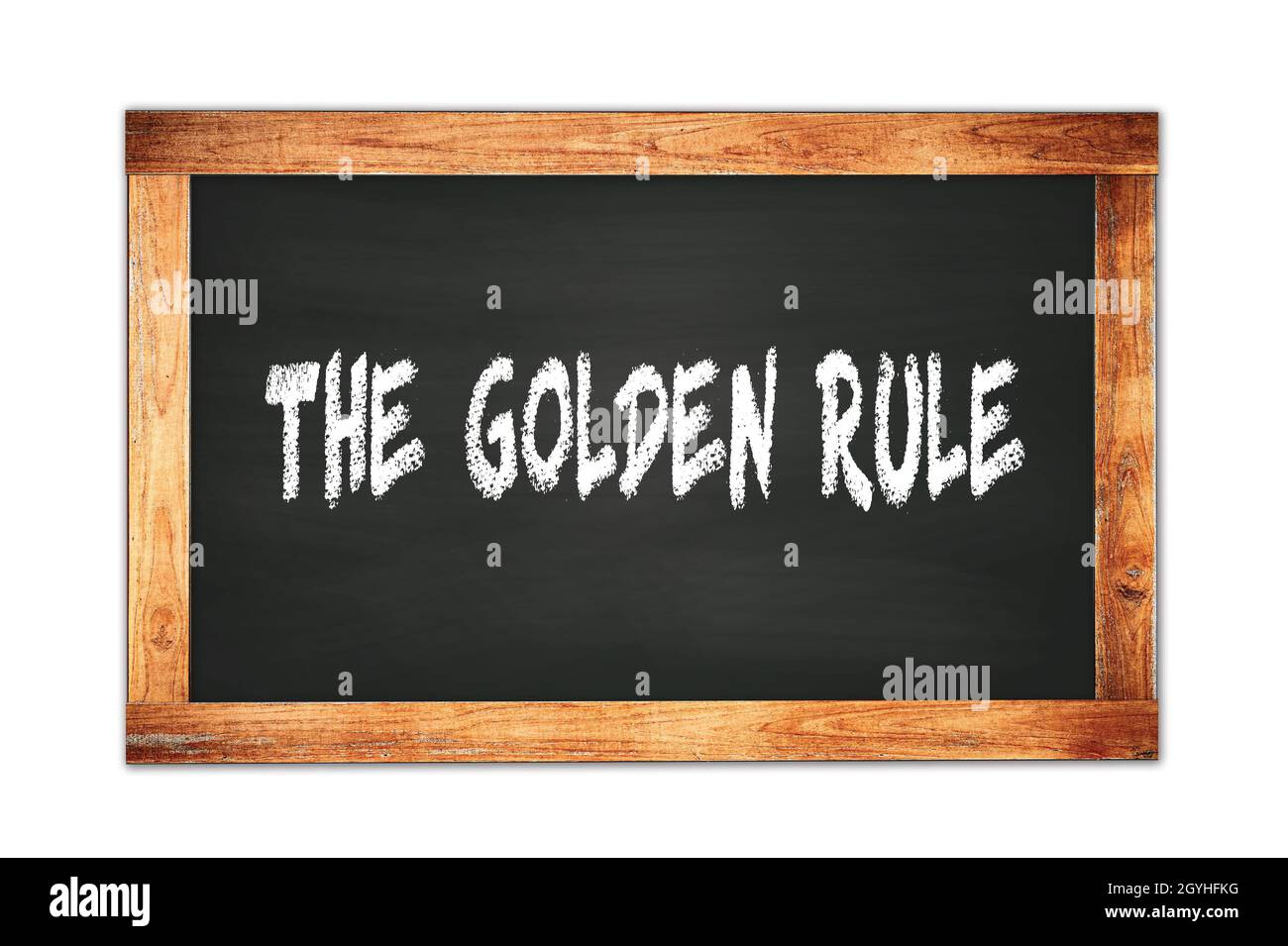 THE GOLDEN RULE text written on black wooden frame school blackboard ...