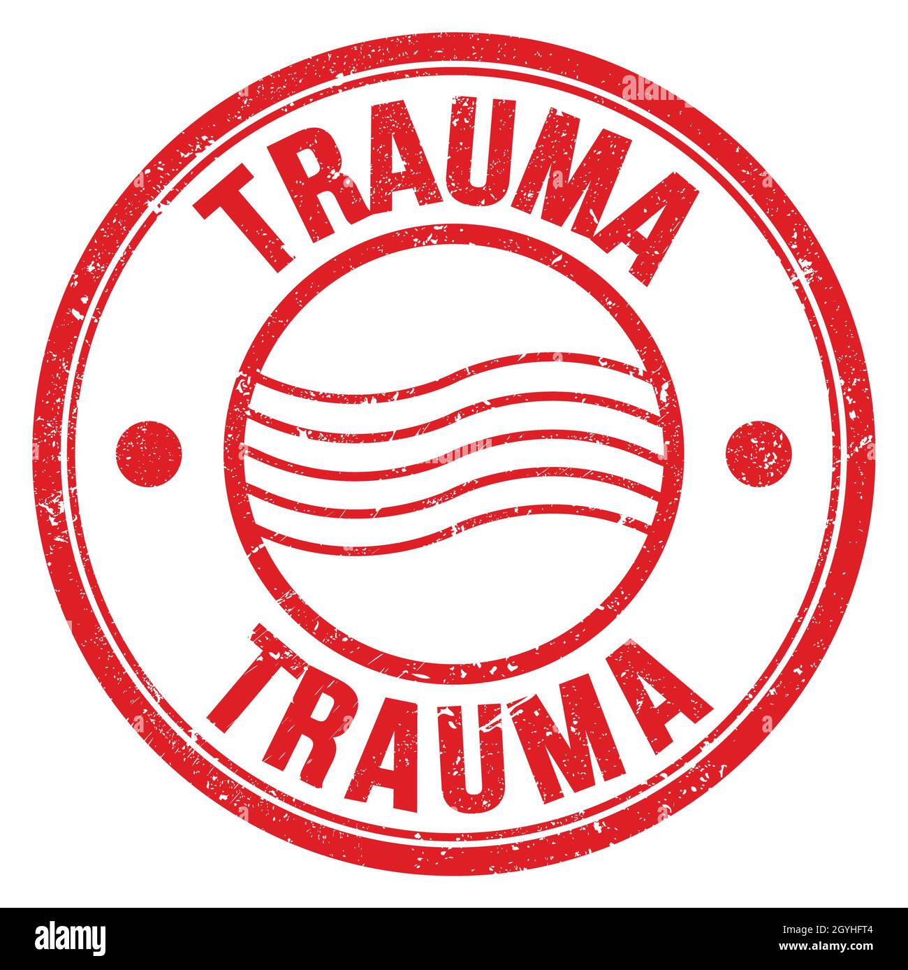 TRAUMA word written on red round postal stamp sign Stock Photo - Alamy