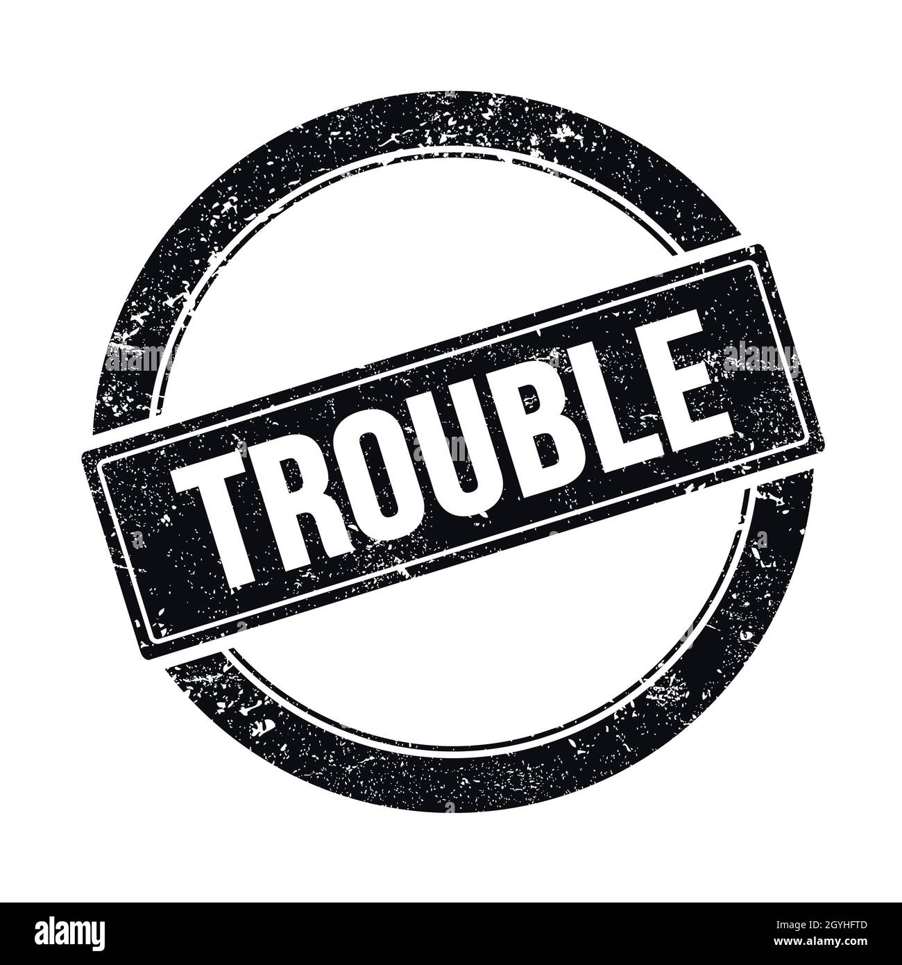 TROUBLE text on black grungy round vintage stamp Stock Photo - Alamy