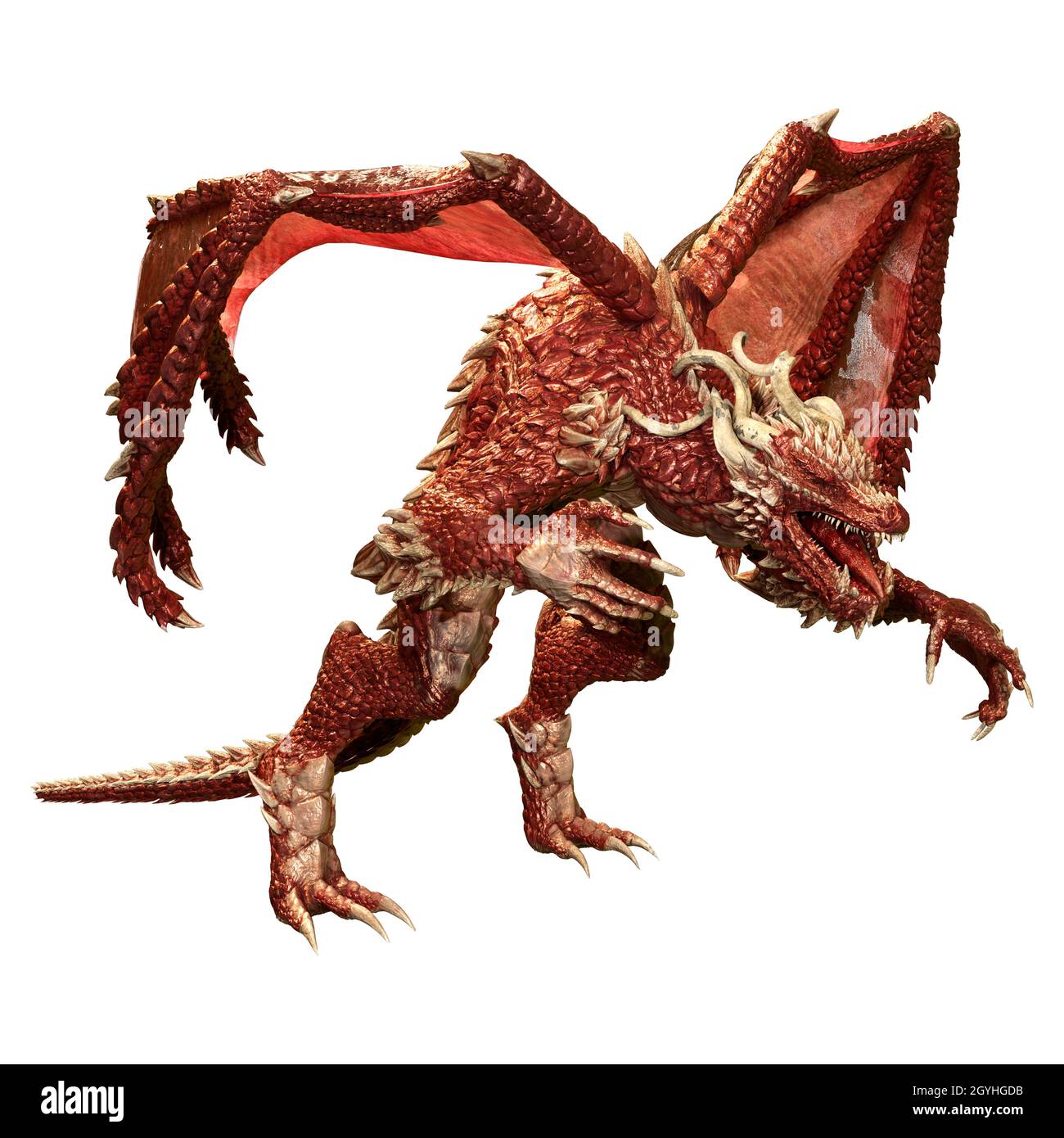 3D rendering of a fantasy dragon isolated on white background Stock ...