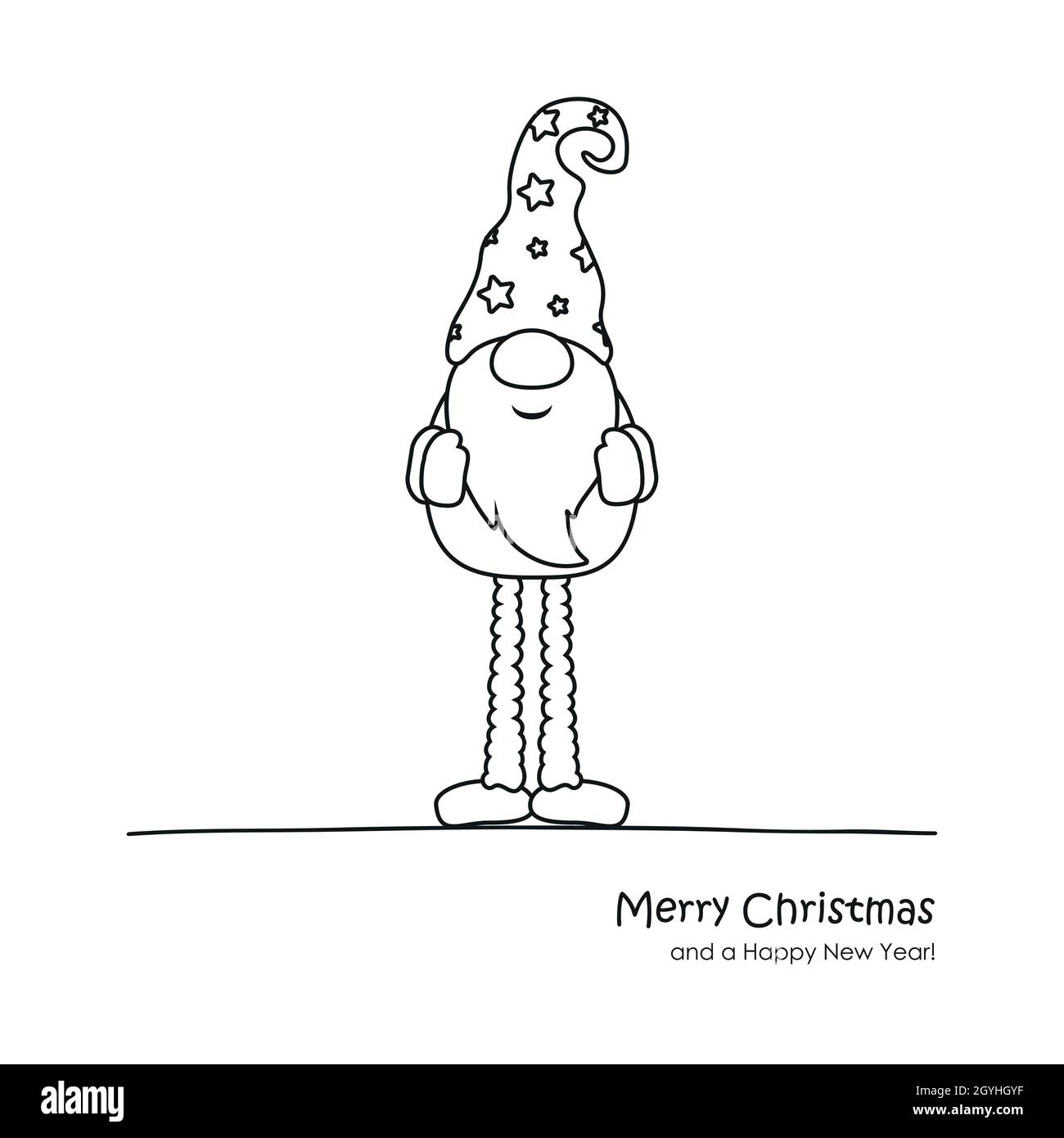 cute christmas dwarf cartoon for coloring book Stock Vector Image & Art ...