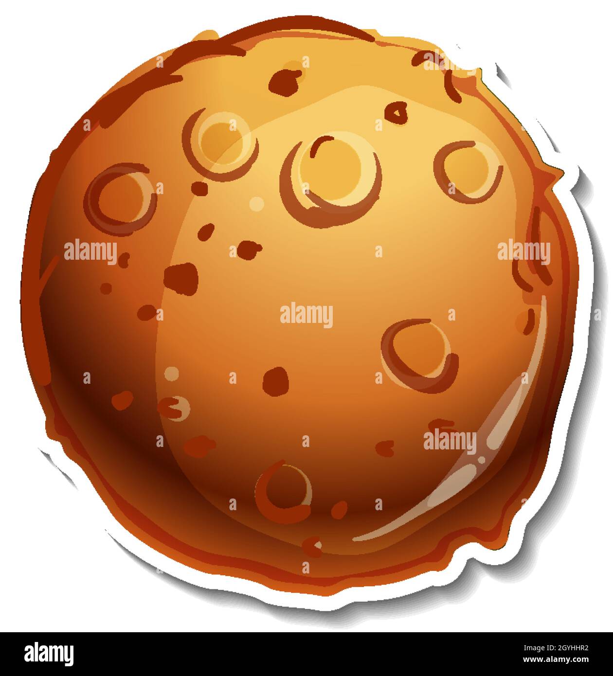 Sticker template with orange asteroid isolated illustration Stock ...