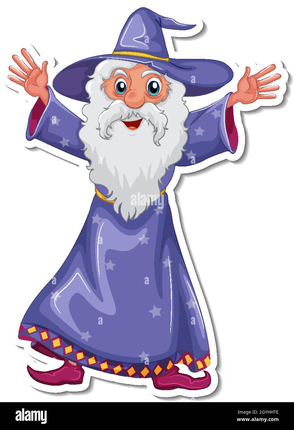 An old wizard cartoon character sticker illustration Stock Vector Image ...